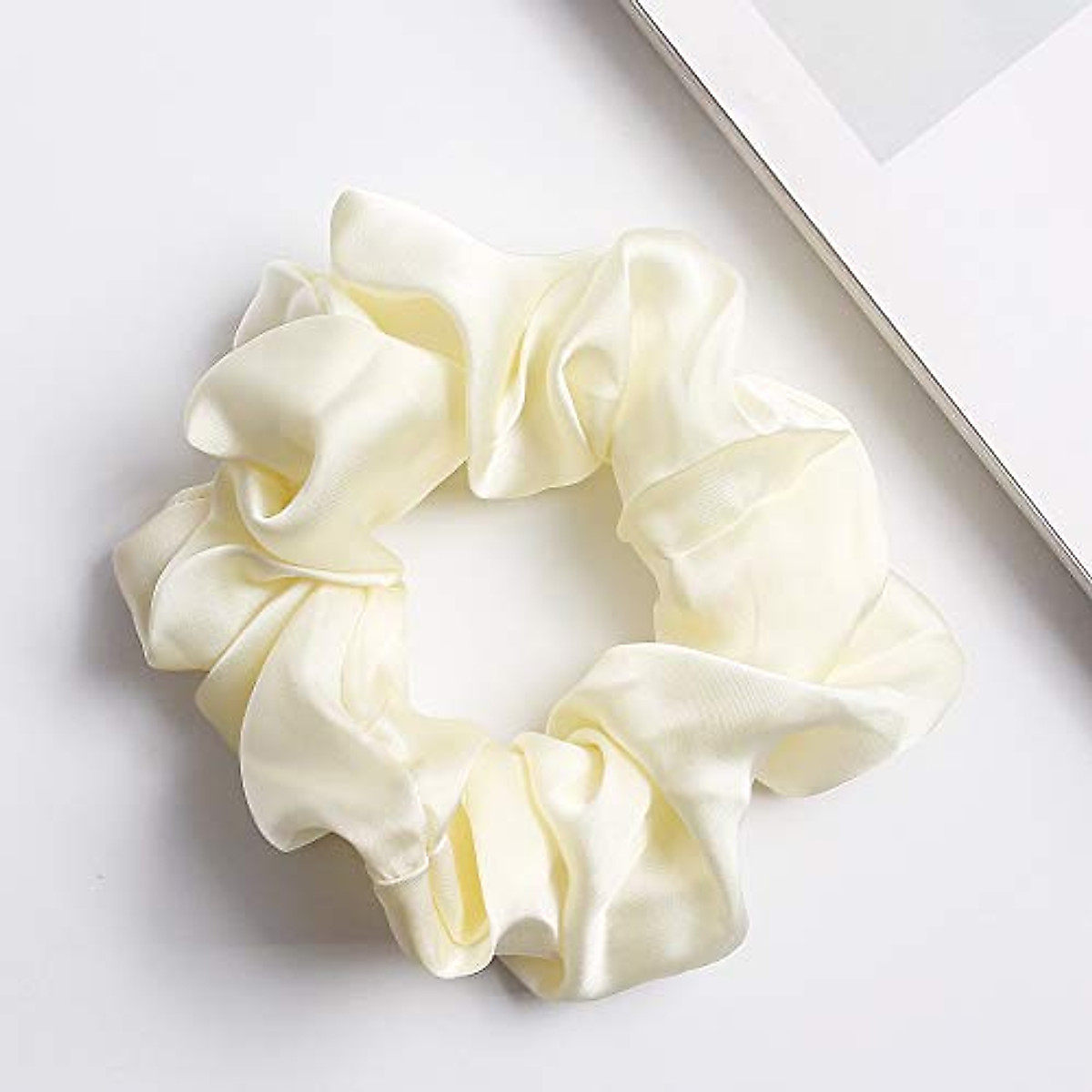 6 Pcs Satin Silk Hair Scrunchies Soft Hair Ties Fashion Hair Bands Hair Bow Ropes Hair Elastic Ponytail Holders Hair Accessories for Women and Girls (4.5 inch, Classic color)