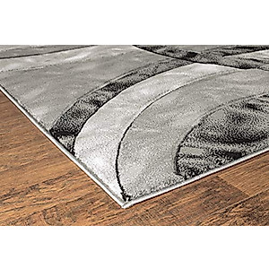 GLORY RUGS Area Rug Modern 5x7 Grey Black Circles Geometry Soft Hand Carved Contemporary Floor Carpet Fluffy Texture for Indoor Living Dining Room and Bedroom Area