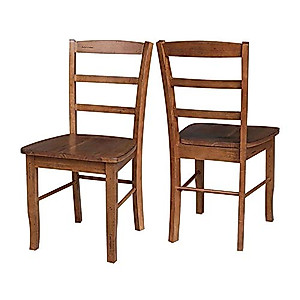IC International Concepts International Concepts Set of 2 Madrid Ladderback Chairs, Distressed Oak
