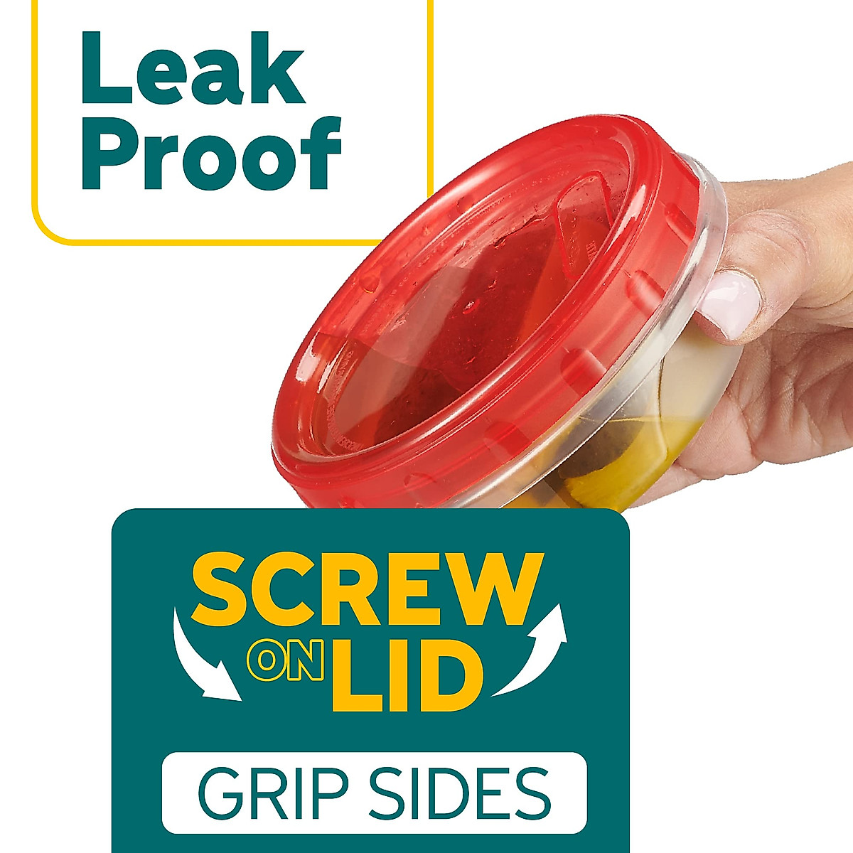 ELEGANT DISPOSABLES Twist Top Food Storage Containers 8 oz 12 Pack Plastic Freezer Storage Containers Leakproof Reusable with Screw on Colored Lids (12)