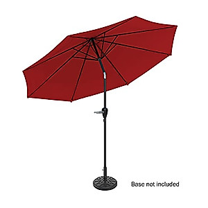 Pure Garden 10-Foot Patio Umbrella With Hand Crank and Auto Tilt - Outdoor Shade and Shelter for Decks, Porches, and Patios, Red