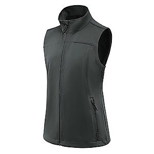 BALEAF Women's Lightweight Vest Softshell Sleeveless Jacket Windproof Stand Collar with Zipper Pockets Running Hiking Golf Gray M