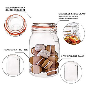 Encheng 50 oz Glass Jars With Airtight Lids And Leak Proof Rubber Gasket,Large Wide Mouth Mason Jars With Hinged Lids For Kitchen Canisters 1500ml,Big Glass Storage Containers,Gallon Jars 3 Pack