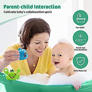 ZEAGUS Bath Toys Set for Toddlers 1-3, Bath Toy Storage Bag Hooks,Baby Bathtub Toys with 36 Letters and Numbers,Shower Toys Bath Time with 3 Fishing Toys and Water Gun Floating for Baby Pool Toys