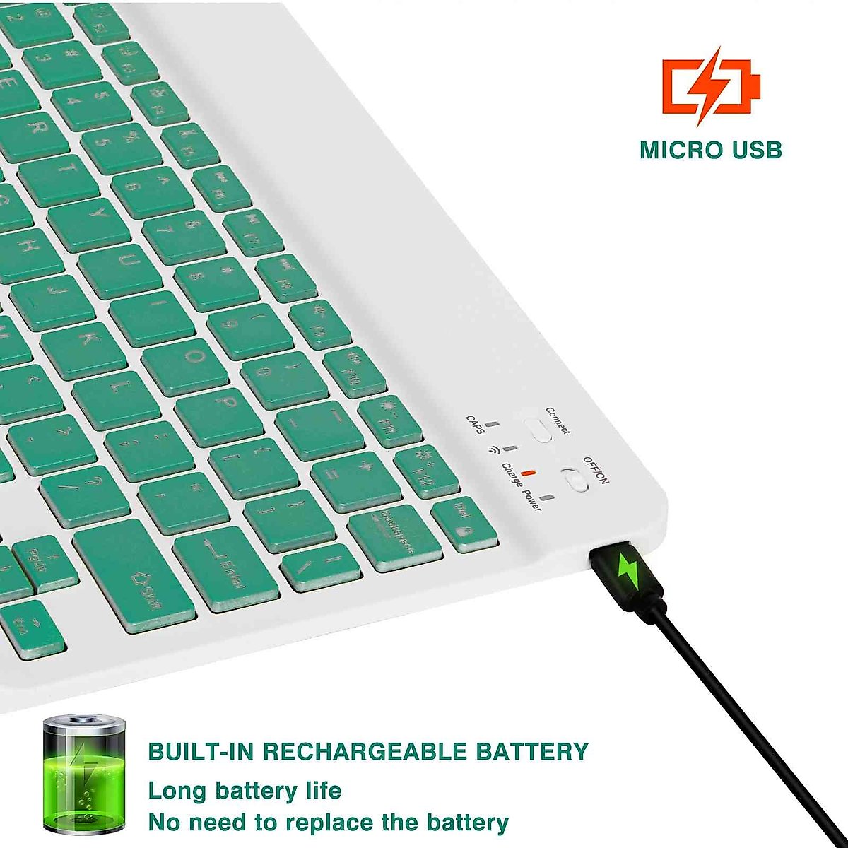 UX030 Lightweight Ergonomic Keyboard with Background RGB Light, Multi Device Slim Rechargeable Keyboard Bluetooth 5.1 and 2.4GHz Stable Connection Keyboard Compatible with Microsoft Surface Duo 2