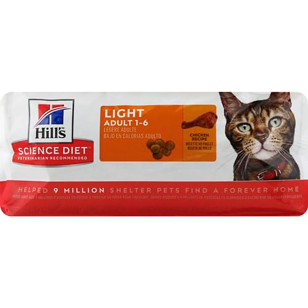 Hill's Science Diet Light, Adult 1-6, Weight Management Support, Dry Cat Food, Chicken Recipe, 16 lb Bag