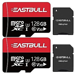 128GB Micro SD Cards 2-Pack, EASTBULL U3 SDXC Mini SD Cards 64 GB U3 SD Cards Pack UHS-I Class 10 V30 95MB/s (2 Pack)