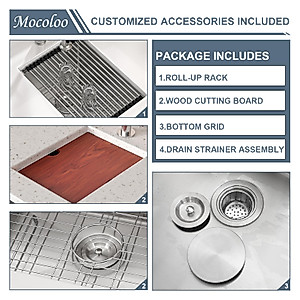 Undermount Bar Sink - Mocoloo 15 x 19 Inch Single Bowl Undermount Kitchen Sink 16 Gauge Stainless Steel Bar Prep Workstation 10" Deep Sinks