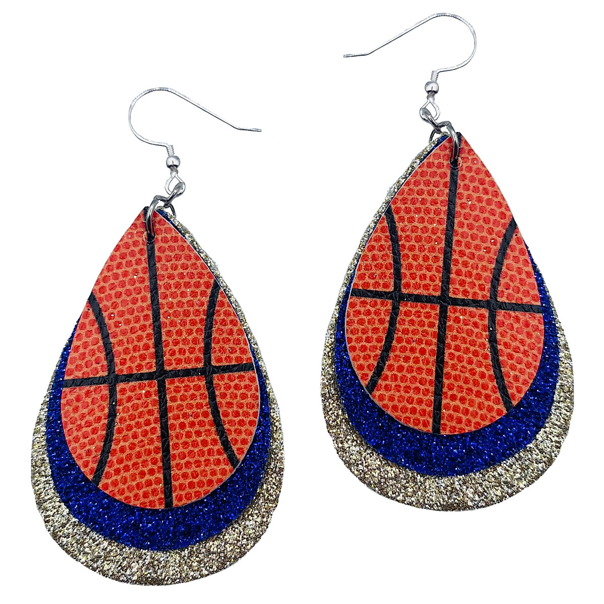 Basketball Earrings for Women - Basketball Mom Jewelry - Basketball Jewelry - Basketball Wives Earrings (Royal Blue & Silver)