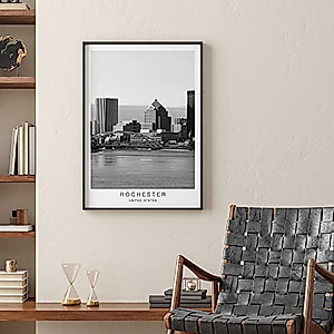 Dear Mapper Rochester United States View Abstract Road Modern Map Art Minimalist Painting Black and White Canvas Line Art Print Poster Art Line Paintings Home Decor (Set of 3 Unframed) (12x16inch)