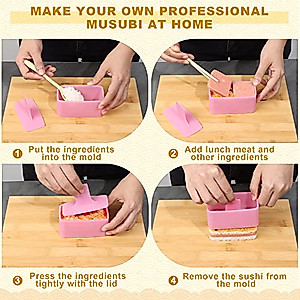 UERIAJIL Musubi Mold, Musubi Maker Press,Onigiri Mold, Non-Stick Luncheon Meat Slicer,Sushi Making Set for Delicious and Professional Results