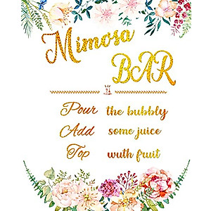Mimosa Bar Decorations Kit, Mimosa Bar Sign Banner Tags Suppliers by Hombae, Gold Straws Bubbly Bar for Birthday Party, Bridal Shower, Baby Shower, Graduations and Wedding Engagement, Champagne Brunch