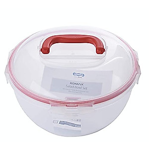 Komax Biokips Set of 2 Large Salad Bowls with Lids – 4.2 Qt Airtight Food Storage Containers – BPA-Free Salad Bowl with Lid that Locks – Microwave & Dishwasher Safe Salad Mixing Bowls