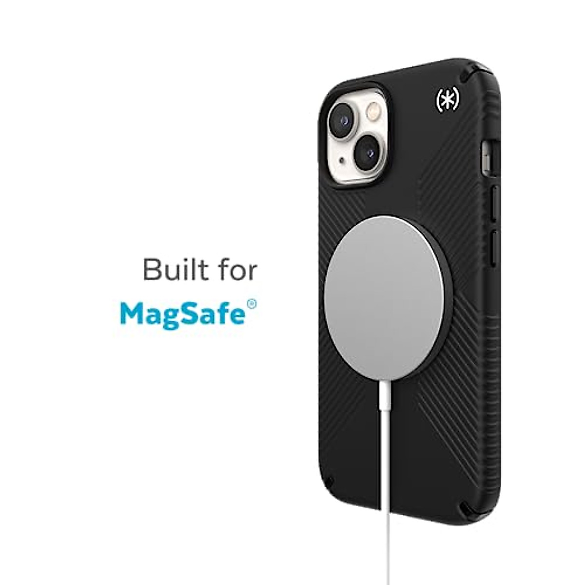 Speck iPhone 14 & iPhone 13 Case - Drop Protection, Scratch Resistant, Dual Layer Slim Phone Case for 6.1 Inch iPhones 14 - Built for MagSafe - Presidio2 Grip - Black/Black/White