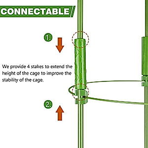 Tomato Cage for Pots 36 inch 4 Pack Garden Plant Support Tomatoes Trellis Cages with 4 Stakes & 5 Adjustable Rings for Cherry Tomato Vegetables Cucumber Climbing Plants Flower Rose Indoor Outdoor