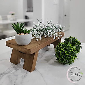 Teeovo&Co Wood Riser - Decorative Farmhouse Tray Riser, Wooden Pedestal Mini Display Stool for Centerpiece, Tabletop Plant Stand on Kitchen/Bathroom Countertop or Coffee Bar/Dining Room Table