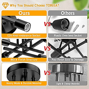 TOBUSA Semi Flush Mount Ceiling Light Fixture Matte Black, Modern Sputnik Close to Ceiling Light, Chandelier Light Fixture Ceiling for Bedroom Kitchen Living Room Dining Room, 4 Light E26 Socket