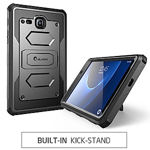 Galaxy Tab A 7.0 Case, Heavy Duty i-Blason Samsung Galaxy Tab A 7 2016 Armorbox Dual Layer Hybrid Full-Body Protective Kickstand Case with Front Cover and Built-in Screen Protector (Black)