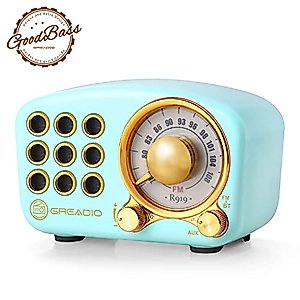 Retro Bluetooth Speaker, Vintage Radio-Greadio FM Radio with Old Fashioned Classic Style, Strong Bass Enhancement, Loud Volume, Bluetooth 5.0 Wireless Connection, TF Card and MP3 Player (Blue)