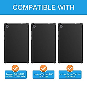 MoKo Case for Lenovo Tab M8 /Smart Tab M8 / Tab M8 FHD Case Model TB-8505F/TB-8505X/TB-8505FS/TB-8705F, Slim Lightweight Smart Shell Stand Cover Case for Lenovo Tab M8 HD/Tab M8 HD LTE, Black