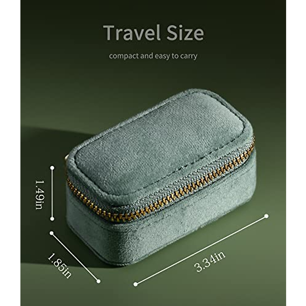 TAIMY Mini Jewelry Travel Case, Velvet Small Travel Jewelry Box, Portable Jewelry Travel Organizer Box for Rings Earrings Necklaces, Gifts for Women Girls(Green Emerald)