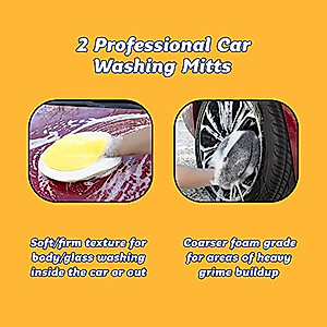 Scrub Daddy Car Wash Mitt - The Shmitt- Dual Textured for Interior and Exterior Cleaning, For Tires Rims Auto Body, 2 Count