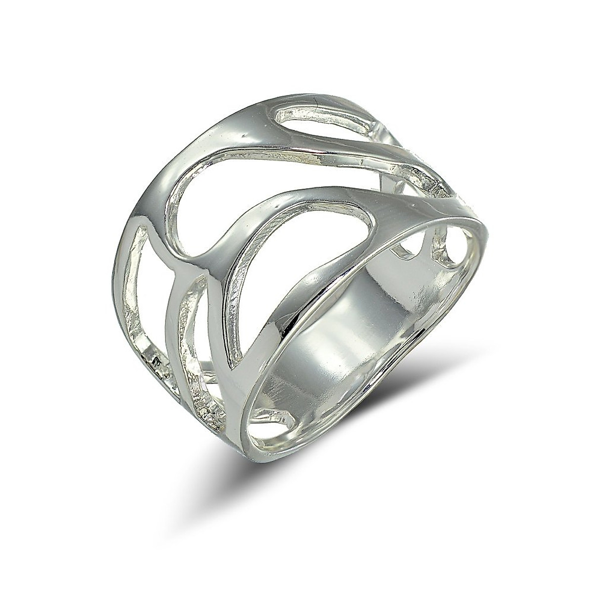 Hoops & Loops Sterling Silver Filigree Freeform Band Ring, Size 7