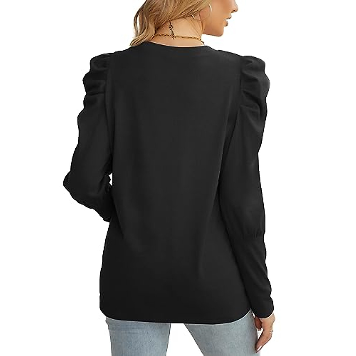 WIHOLL Long Sleeve Shirts for Women Lightweight Fall Fashion 2023 Black S