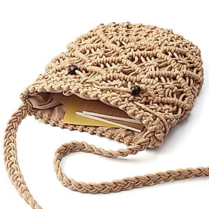 Ayliss Women Handwoven Crossbody Bag Summer Beach Woven Handmade Clutch Purse Weaving Casual shoulder Handbag(Light Brown)