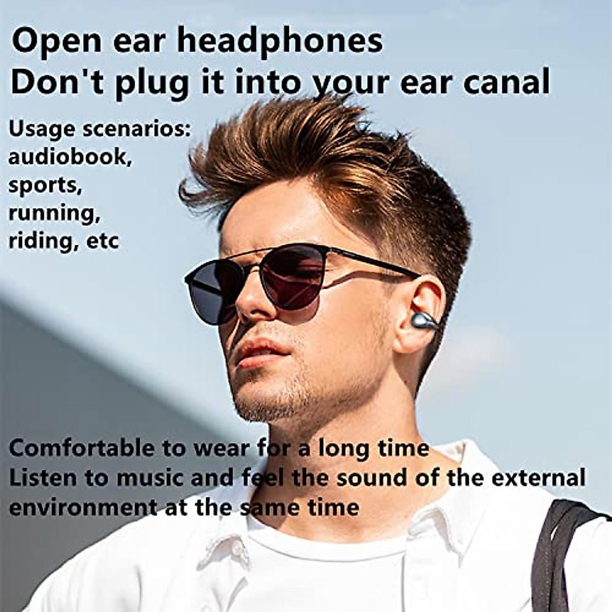 WPOW Open Ear Headphones,Sport Earbuds,Sport Headphones,Open Earbuds,Wireless Earbuds Mini for Cycling Driving, Open earplugs, Running Earbuds