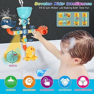 Bath Toys Bathtub Toy for Toddlers Age 2-4 Kids Bath Pipes Toys for 2 3 4 5 Years Boys and Girls Tub Water Toys with Color Box Birthday Gift