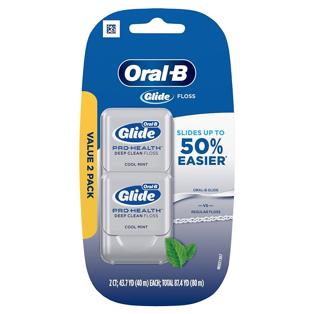 Oral-B Glide Pro-Health Deep Clean Dental Floss, Cool Mint, 40 m, Pack of 2