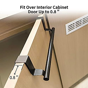 Qflushor Cabinet Door Towel Holder, Over Cabinet Towel Bar, Kitchen Over Cupboard Door Towel Holder, Stainless Steel Dish Towel Holder for Cabinet Door, Matte Black, 2 Pack