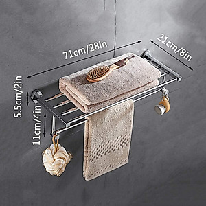 GLJ Floating Shelves Copper Bath Towel Rack, Hollow Rack with Hooks, Convenient and Practical Storage Rack, Simple Installation,for Kitchen and Bedroom (Size : 71cm)