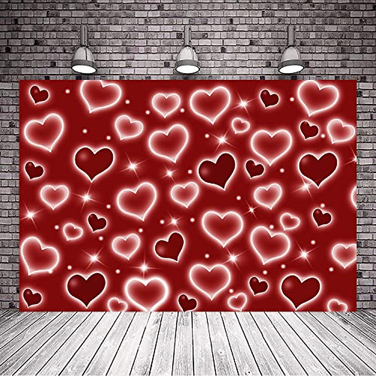 DYANG Early 2000s Backdrop for Red Heart Party Photo Backdrop Glitter Heart Sweet 16 18th 21th 30th Women Men Happy Birthday Photography Background Selfile Wall Decor (Red)
