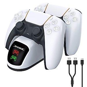 BEJOY Newest PS5 Charging Station, Dual PS5 Controller Charger with LED Indicator, Charging Dock for Playstation 5 / PS5 / DualSense Controller, White