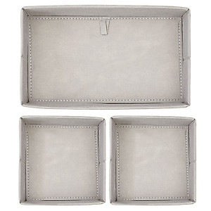 mDesign Fabric Drawer Divider Organizer Bin, Nursery/Bedroom Dresser, Closet, Shelf, Playroom Organization, Hold Clothes, Toys, Diapers, Bibs, Spira Collection, Set of 3, 4 Pack, Taupe/Natural Chevron