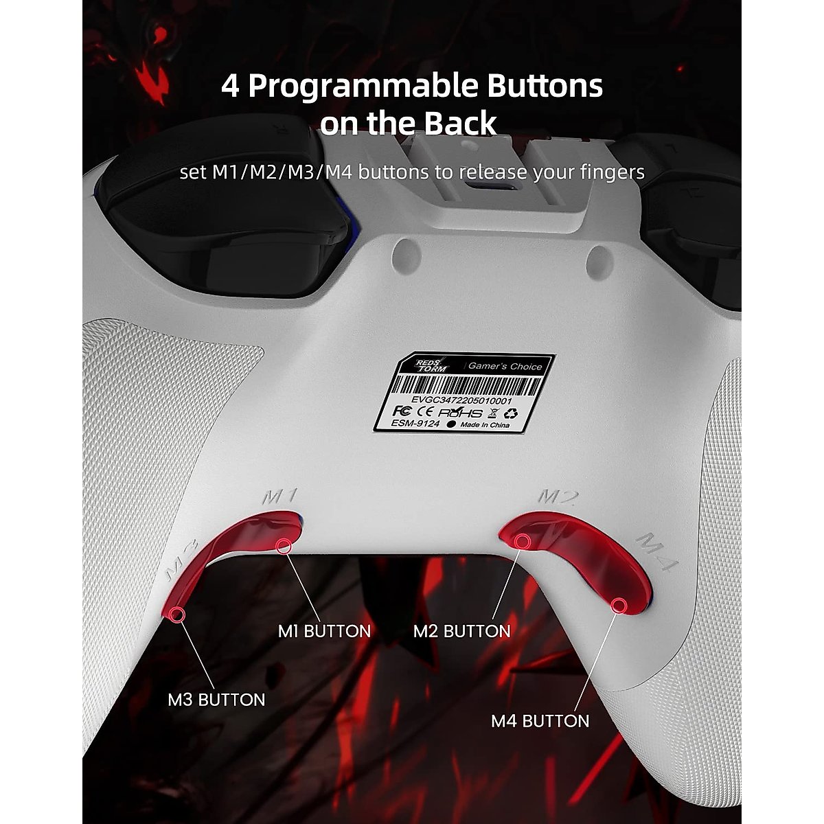 REDSTORM Switch Controllers, Wireless Switch Pro Controllers for Nintendo Switch/Switch Lite/OLED/Android/iOS/PC,Switch Remote Gamepad with 4 Programmable Buttons/Dual Vibration/Turbo/LED Light