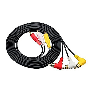 3 RCA Cable - Gold Plated 90 Degree Right Angle RCA Audio/Video Cable 3 Male to 3 Male Composite Video Audio A/V AV Cable (6ft/1.8m)