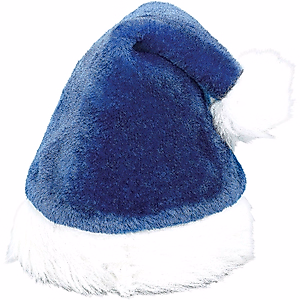 Deluxe Plush Santa Blue & White Faux Fur Hat - 15" x 11", 1 Piece - Ideal for Christmas, Holiday, & Themed Parties