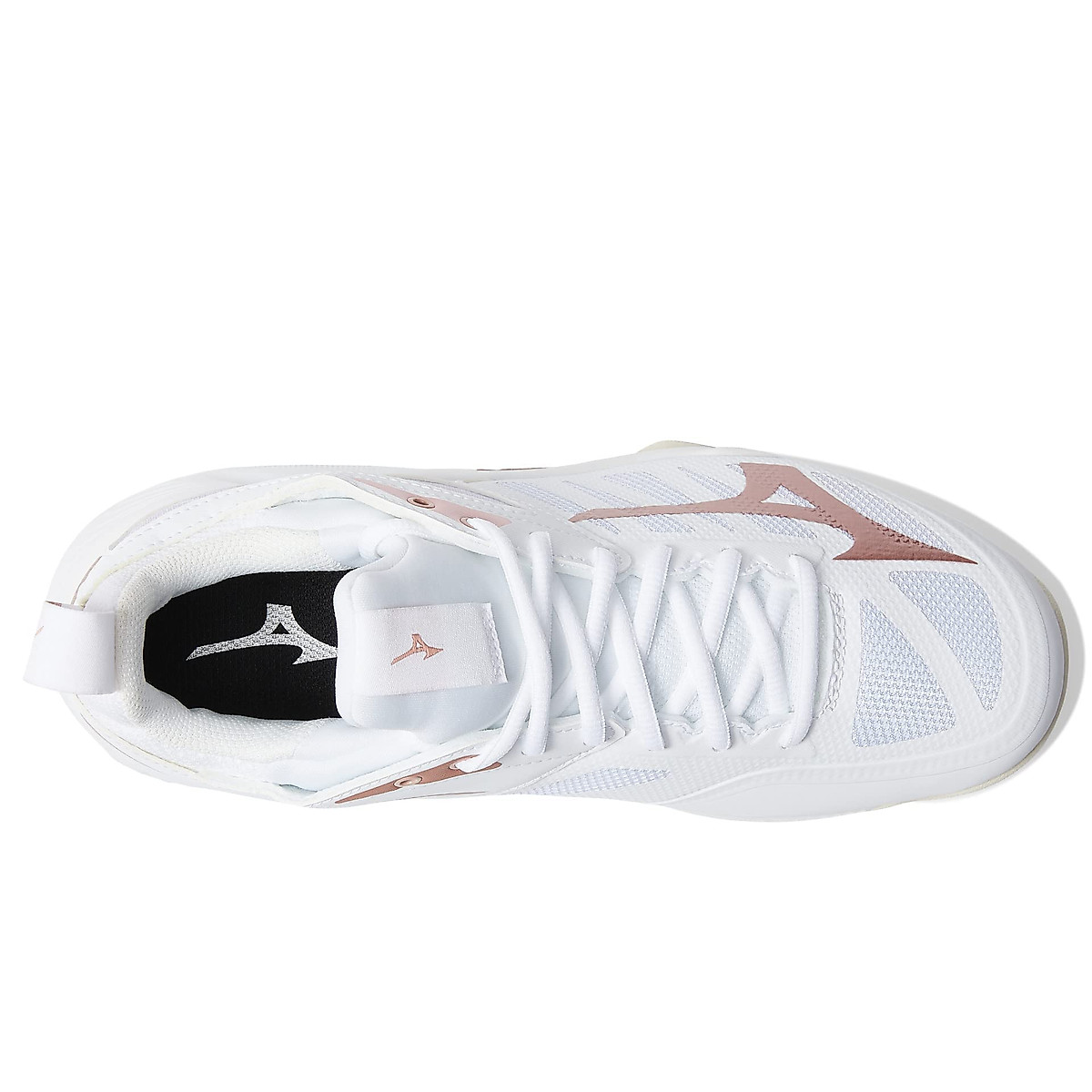 Mizuno Women's Wave Dimension Volleyball Shoe, White-Rose Gold, 8.5