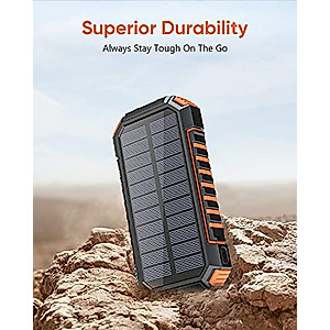 Riapow Solar Power Bank 26800mAh, Wireless Portable Charger Fast Charge 3.0A Solar Charger External Battery with 4 Outputs & Flashlight Phone Chargers for Phone, Tablet and Camping Outdoors