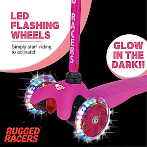 Rugged Racer Mini Scooter with Adjustable Height and LED Wheels (BH19899)