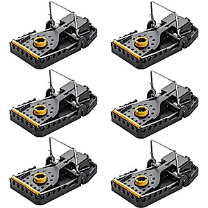 NiHome Rat Snap Trap 6-Pack Rat Trap Indoor Outdoor Humane Powerful Kill Animal Trap Easy Setup Metal Strike Bar Spring-Loaded Safe Large Mousetrap for Big Rats Rodent Trap for House Chipmunk Squirrel