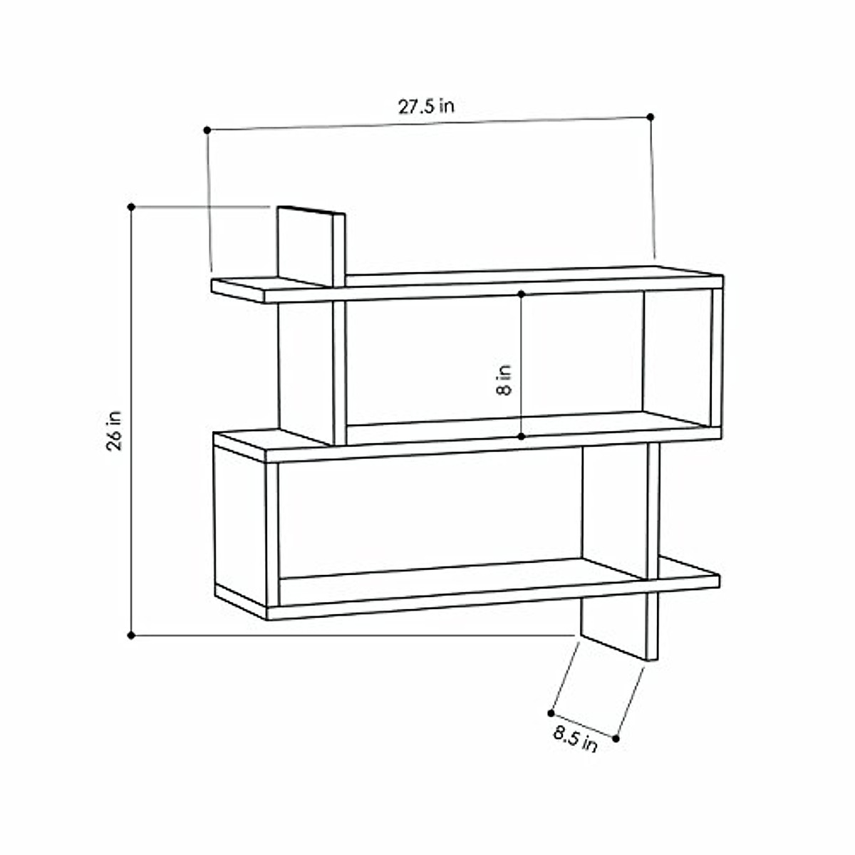 Ada Home Décor Westcott Wall Shelf, 27.5'' x 26'' x 8.5'', White