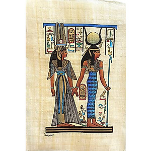 NileCart Collection of 4 sheets Egyptian papyrus paintings Original Hand Painted Papyrus Paper Ancient Egyptian size 9x13 in. handmade in Egypt. (Kings & Queens Collection)