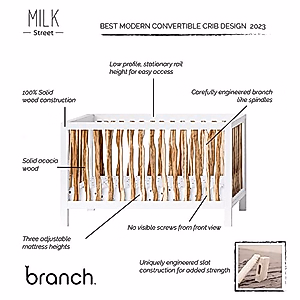 Milk Street Baby 4 in 1 Convertible Baby Crib | Converts to Toddler Bed, Daybed and Full-Size Bed, Fits Standard Full-Size Crib Mattress, 100% Solid Wood, White & Natural