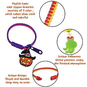 YUJUN 28PCS Halloween Zipper Bracelets for Kids,Halloween party favor Fidget Zipper Wristbands Bulk Trick or Treat Gifts Prizes Giveaways Candy Goodie Bag Stuffers and Kids Halloween Party Supplies