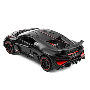 Bugatti Divo Diecast Metal Model Cars for Boy Toys Age 3-12 Pull Back Vehicles with Music Doors and Hood Can Be Opened(Black)
