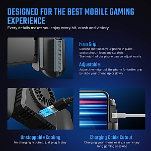 IFYOO Mobile Game Controller + Active Cooling Fan Phone Radiator Grip, Compatible with iPhone/Android Phone, For PUBGG/Fortnitee/Call of Duty Mobile Games, Cooler Gaming Case Triggers L1R1 Buttons